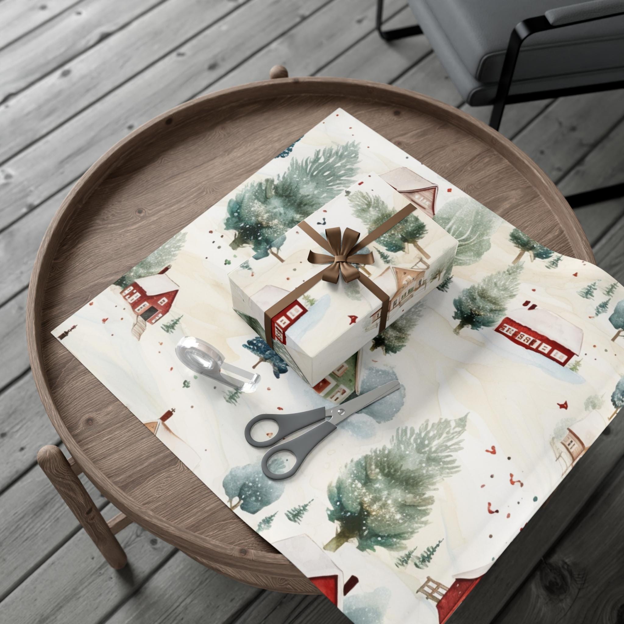 Gift Wrapping Paper Christmas Tree Background Festive - Etsy