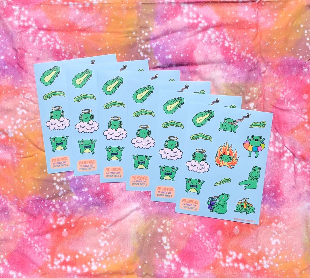 Frog Sticker Sheet ~ Mr Hopkins the Lil Froggie Guy Version 2 ...