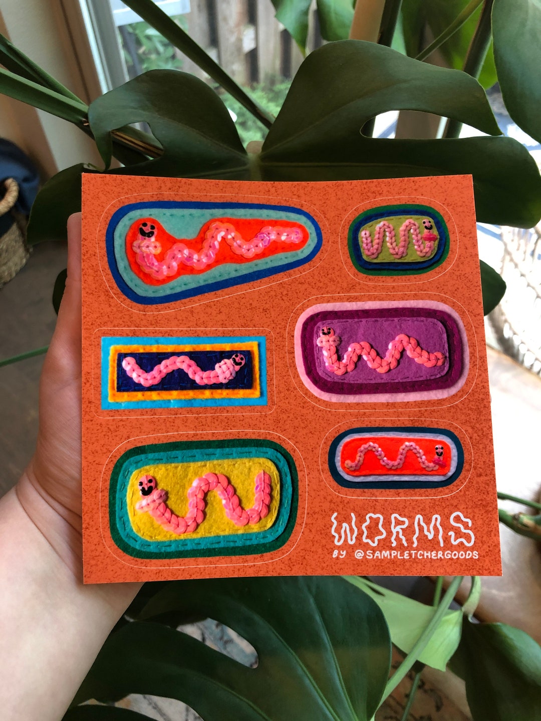 Worm Sticker Sheet ~ Waterproof and UV Protected Glossy Sticker Sheet ...