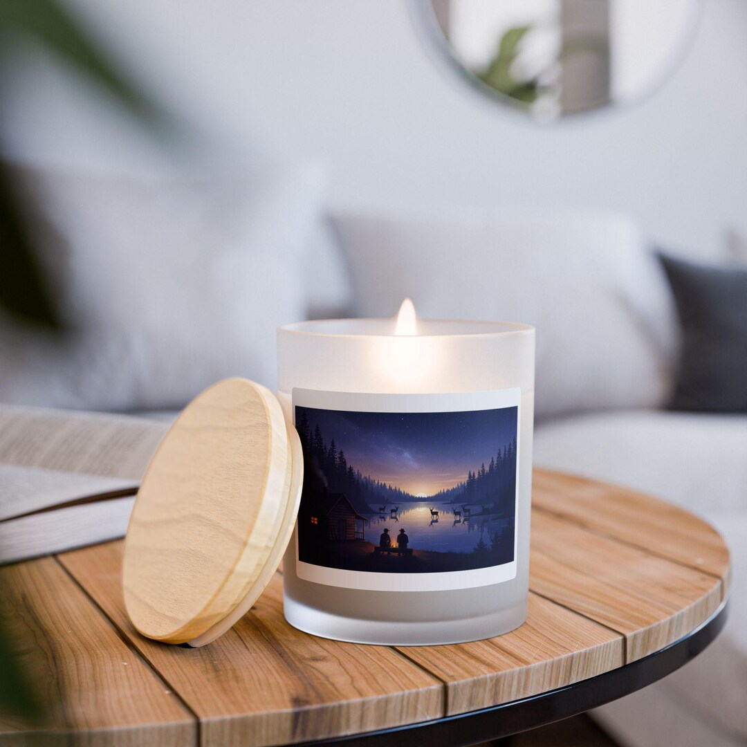 Lakeside Twilight Candle Frosted Glass Candle | 11oz, Wooden Wick ...
