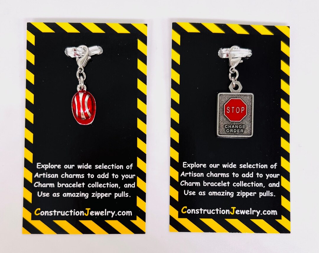 Construction Charms, Set of 2 Charms With Lobster Clasps, Be Double ...