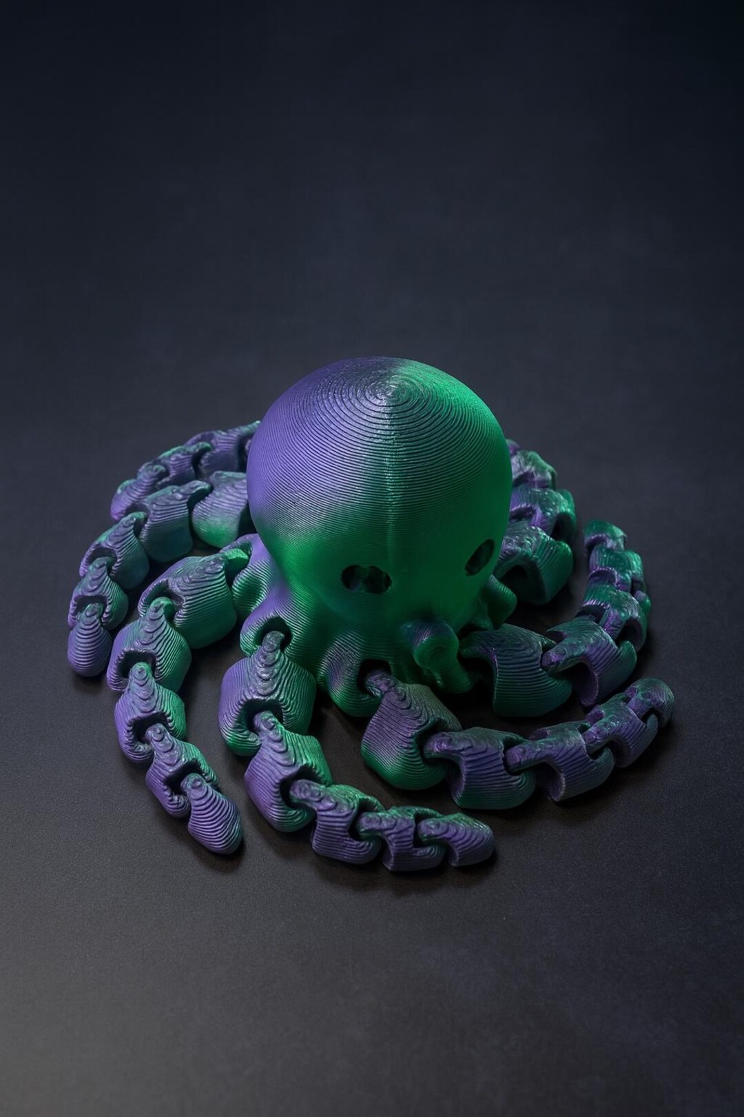 3D Printed Articulated Octopus Fidget Toy: Green & Purple Desk ...