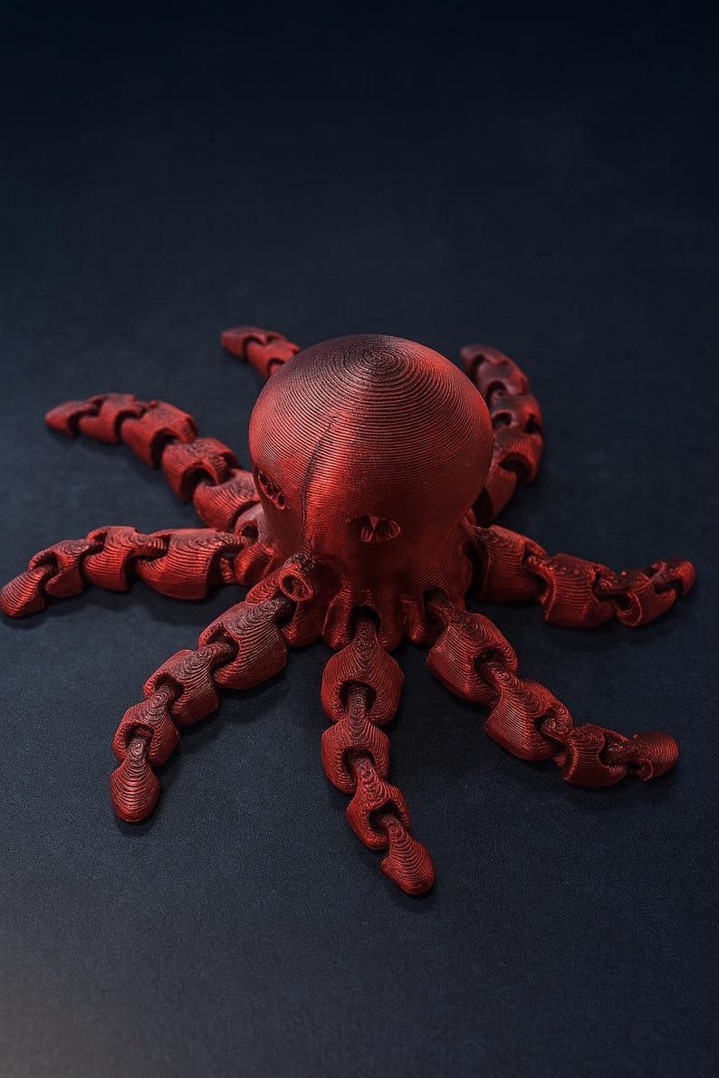3D Printed Articulated Octopus Fidget Toy: Green & Purple Desk ...