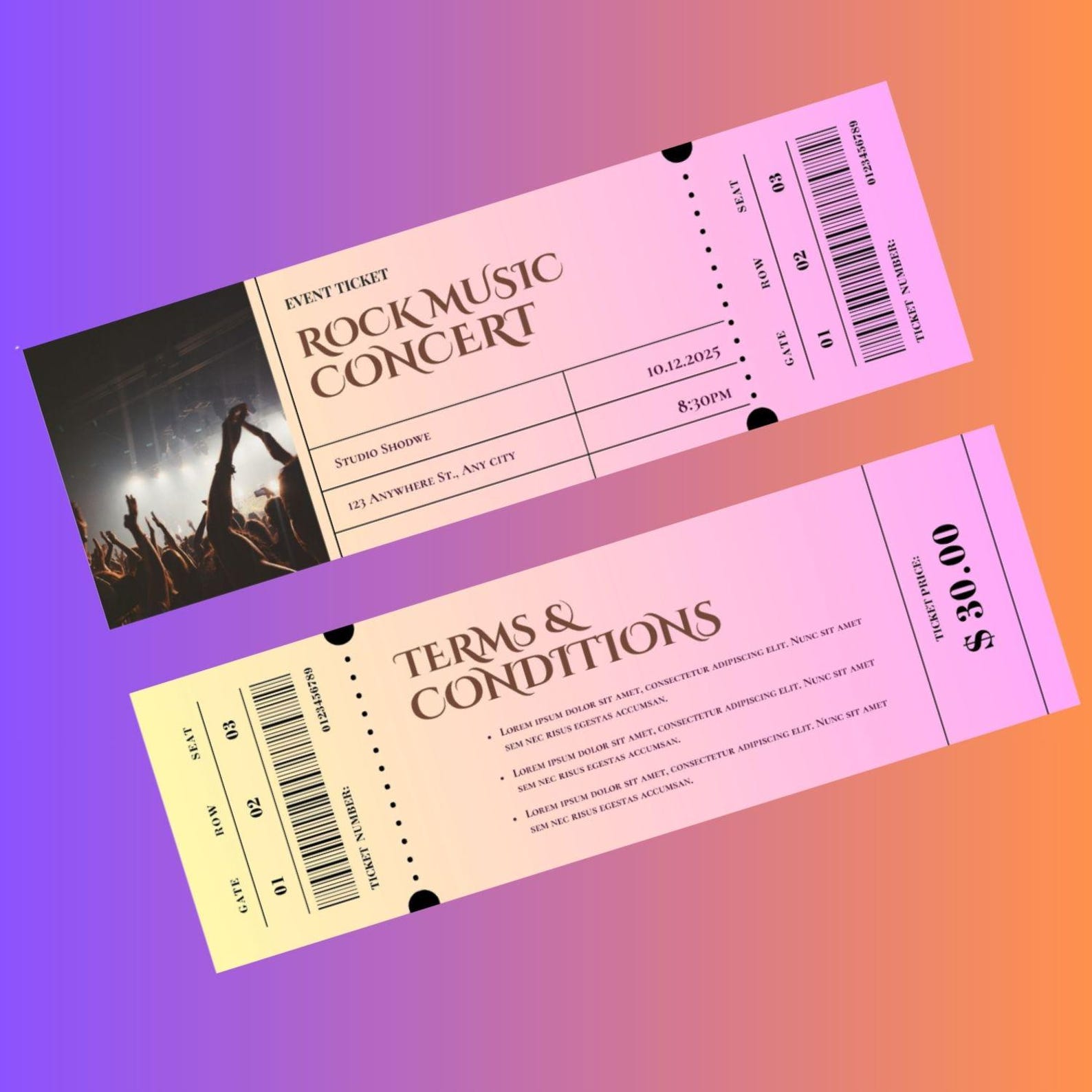 VIP Concert Ticket Template | Editable Canva | Printable Event Pass - Etsy
