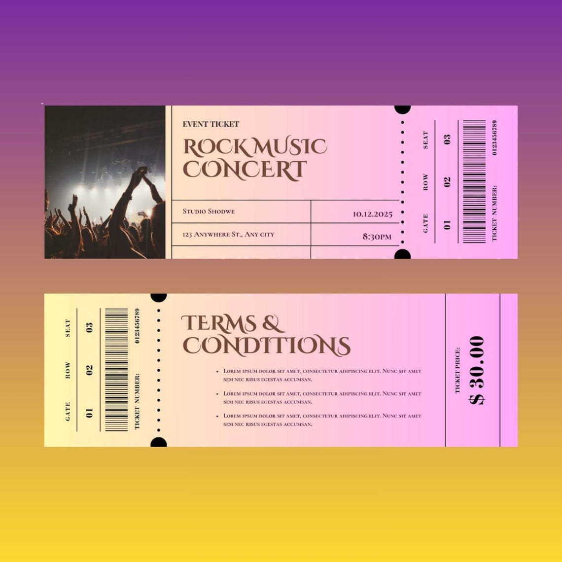 VIP Concert Ticket Template | Editable Canva | Printable Event Pass - Etsy