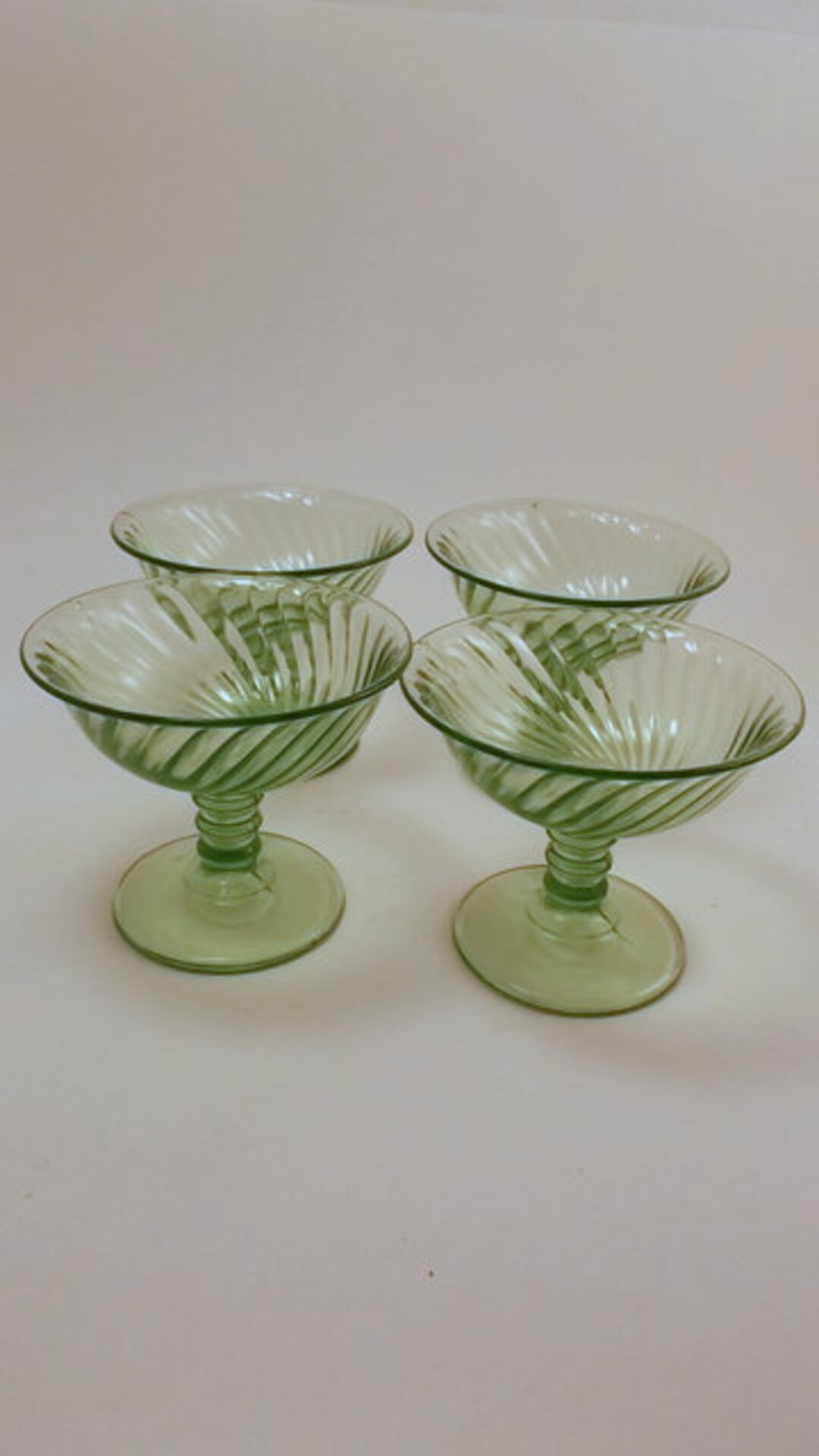 Vintage Compotes, Green Depression Glass Sherbets, Swirl, Imperial ...