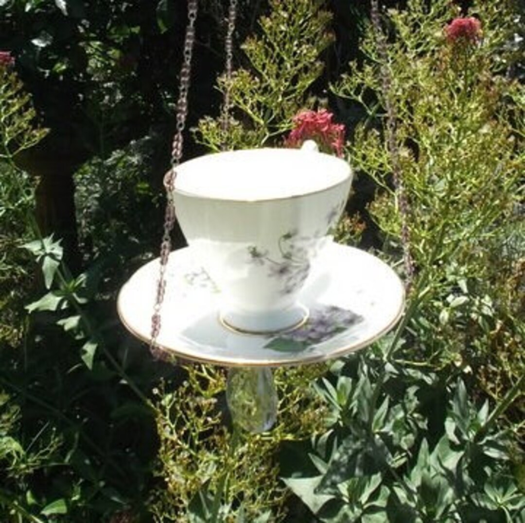 Handmade Bird Feeder, Hanging Tea Cup Feeder, Upcycled Tea Cup, Yard ...