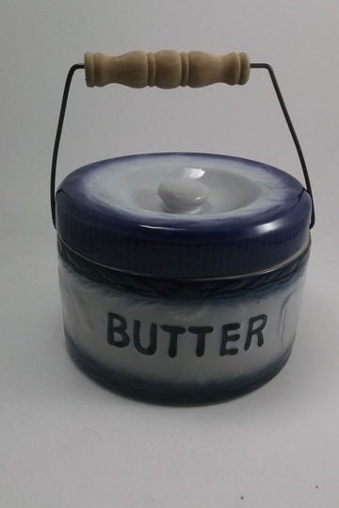 Vintage Butter Crock, Salt Glaze Pottery Butter Crock With Lid and ...