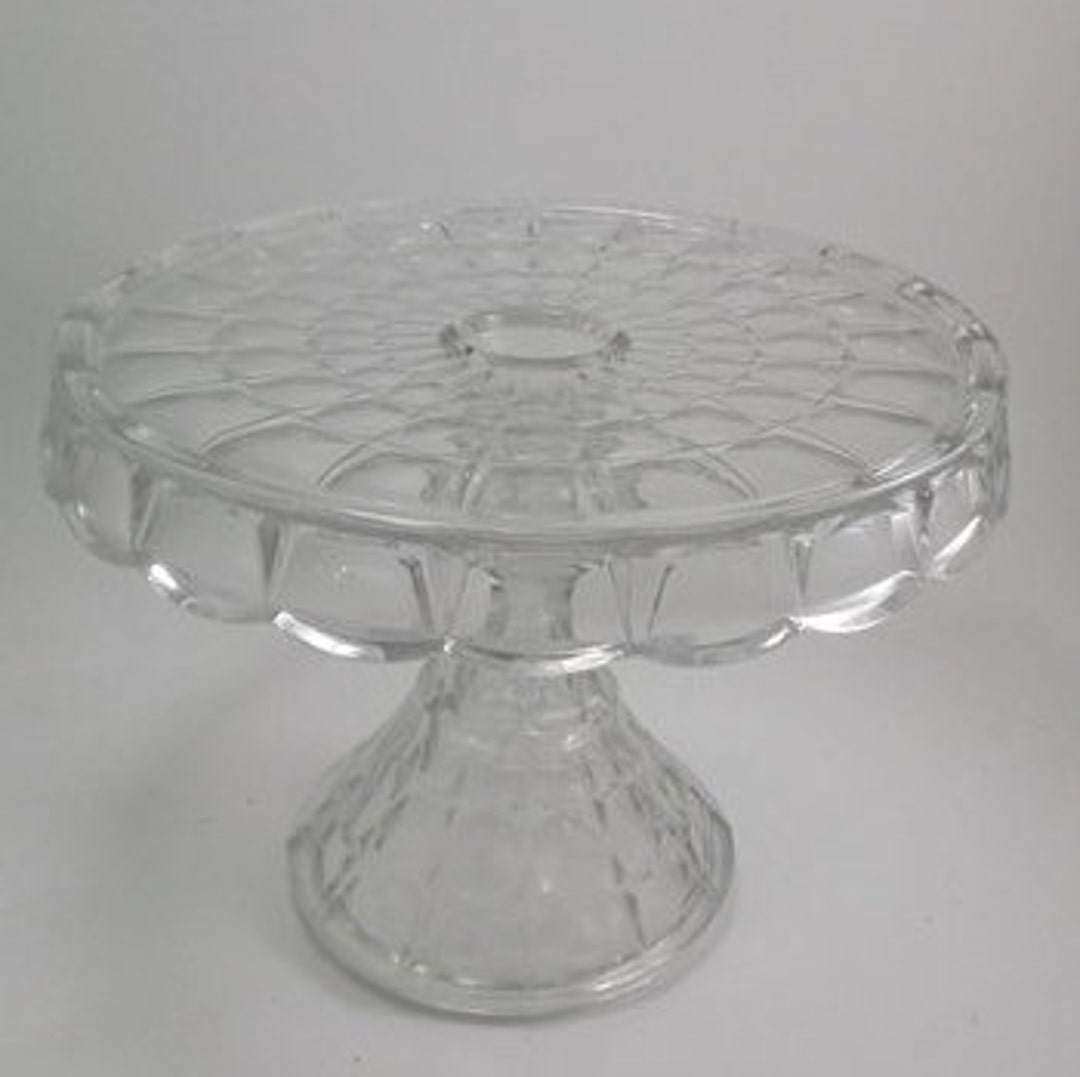Vintage Cake Stand, Clear Glass Cake Pedestal, Indiana Glass ...