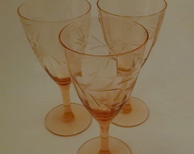 Vintage Goblets, Pink Depression Glass Stemware, Pink Wine Glasses ...
