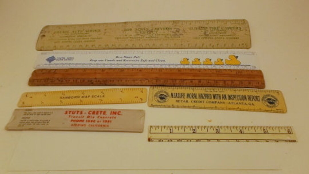 Vintage Rulers, 7 Pieces Rulers Assortment, Metal, Plastic and Wood - Etsy