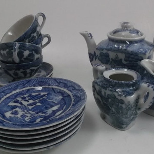 Blue Willow Tea Set - Etsy