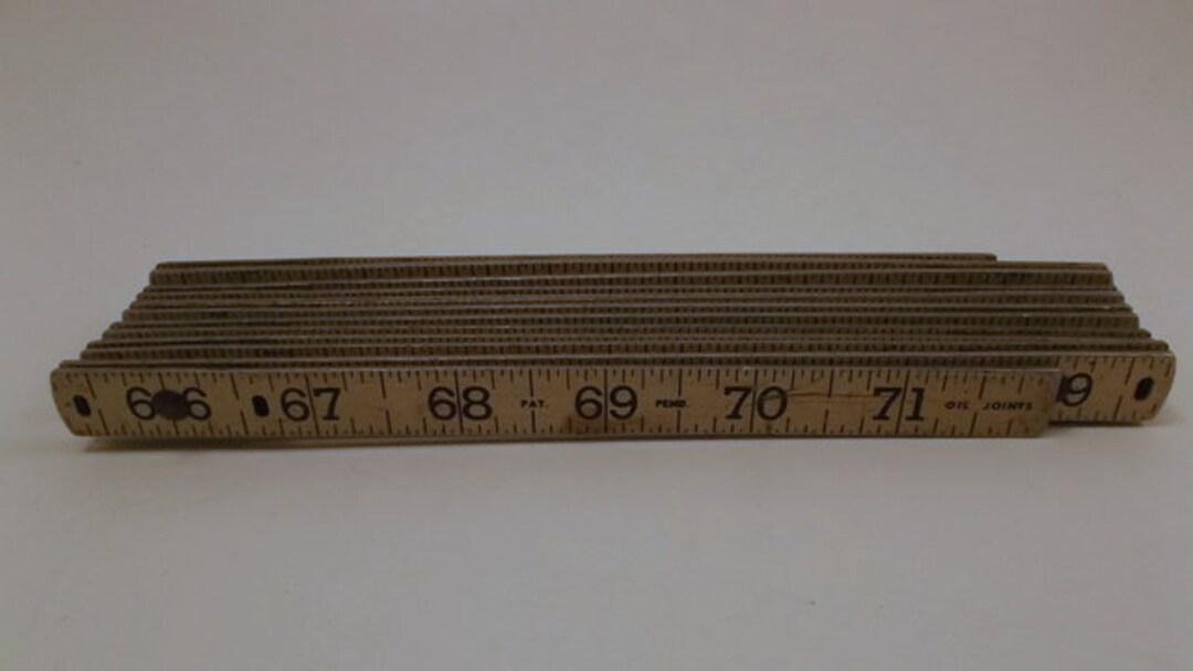 Vintage Folding Ruler, Carpenters Rule, Painted Metal, 72'', Woodmark ...