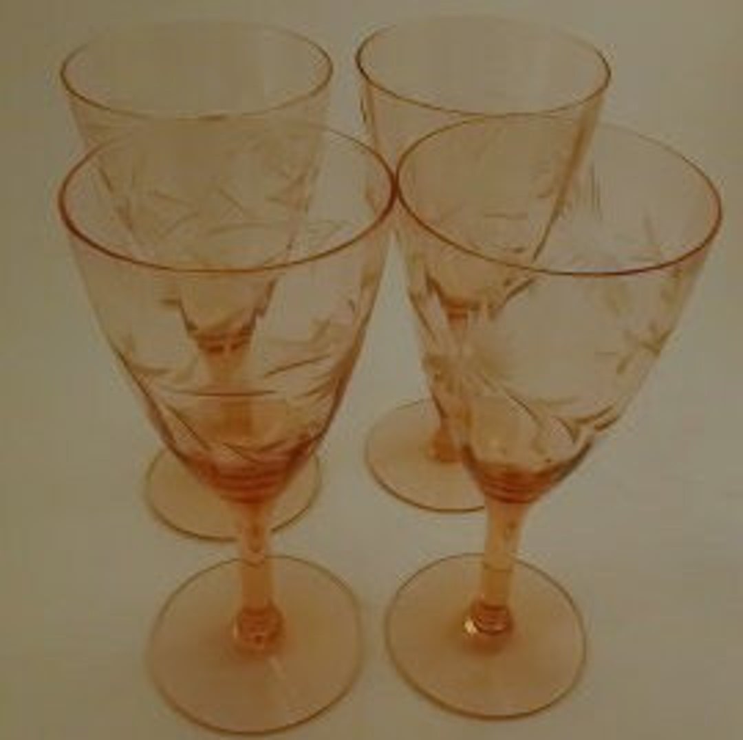 Vintage Goblets, Pink Depression Glass Stemware, Pink Wine Glasses ...