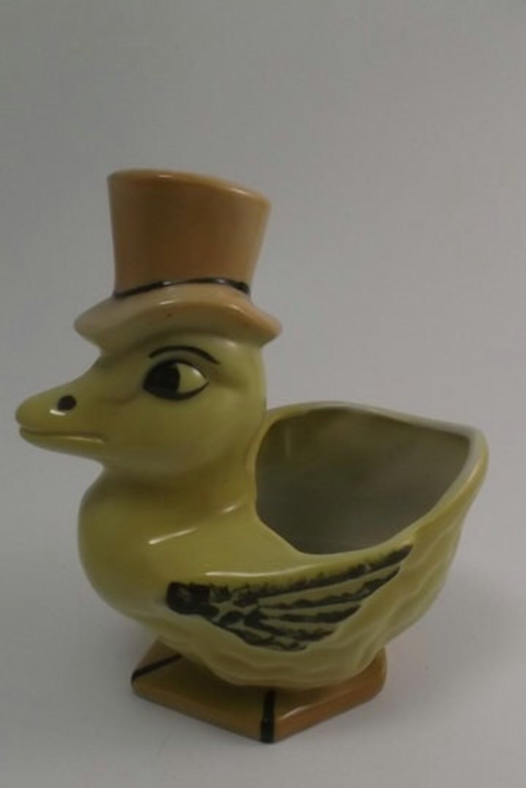 Vintage Planter, Ceramic Planter, Yellow Duck in a Top Hat, 5 1/2 ...