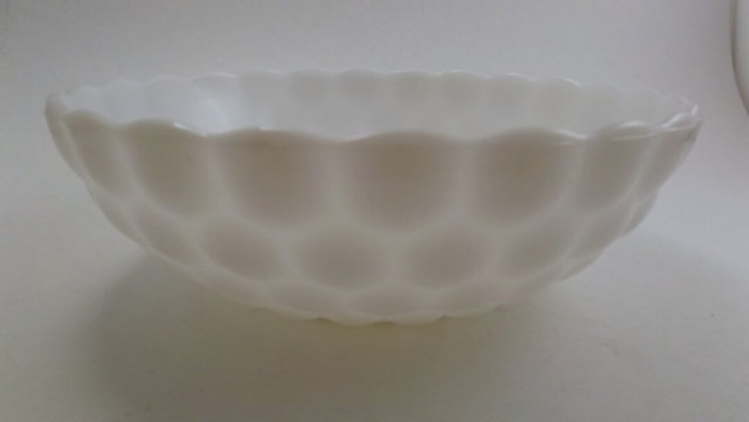 Vintage Bowl, Milk Glass Serving Bowl, Bubble Pattern, 8 1/4” - Etsy