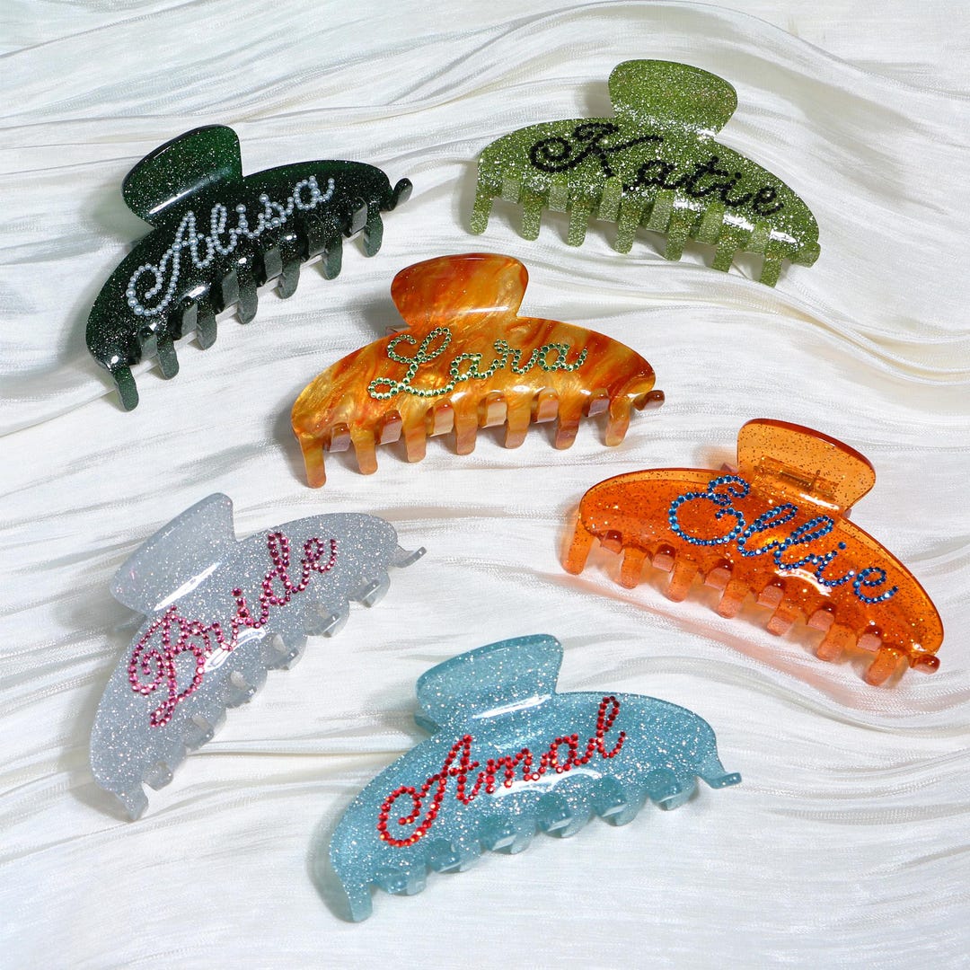 Custom Rhinestone Name Hair Claw Clip, Personalized Hair Accessory - Etsy
