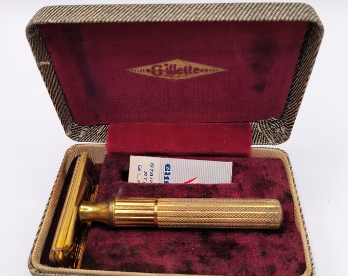 Vintage 1940's Gillette Heavy Fat Handle Gold Tech Double Edge Safety ...