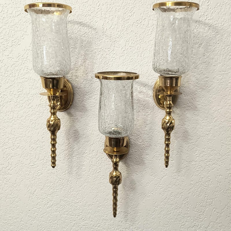 Candle Sconce Gold Glass - Etsy