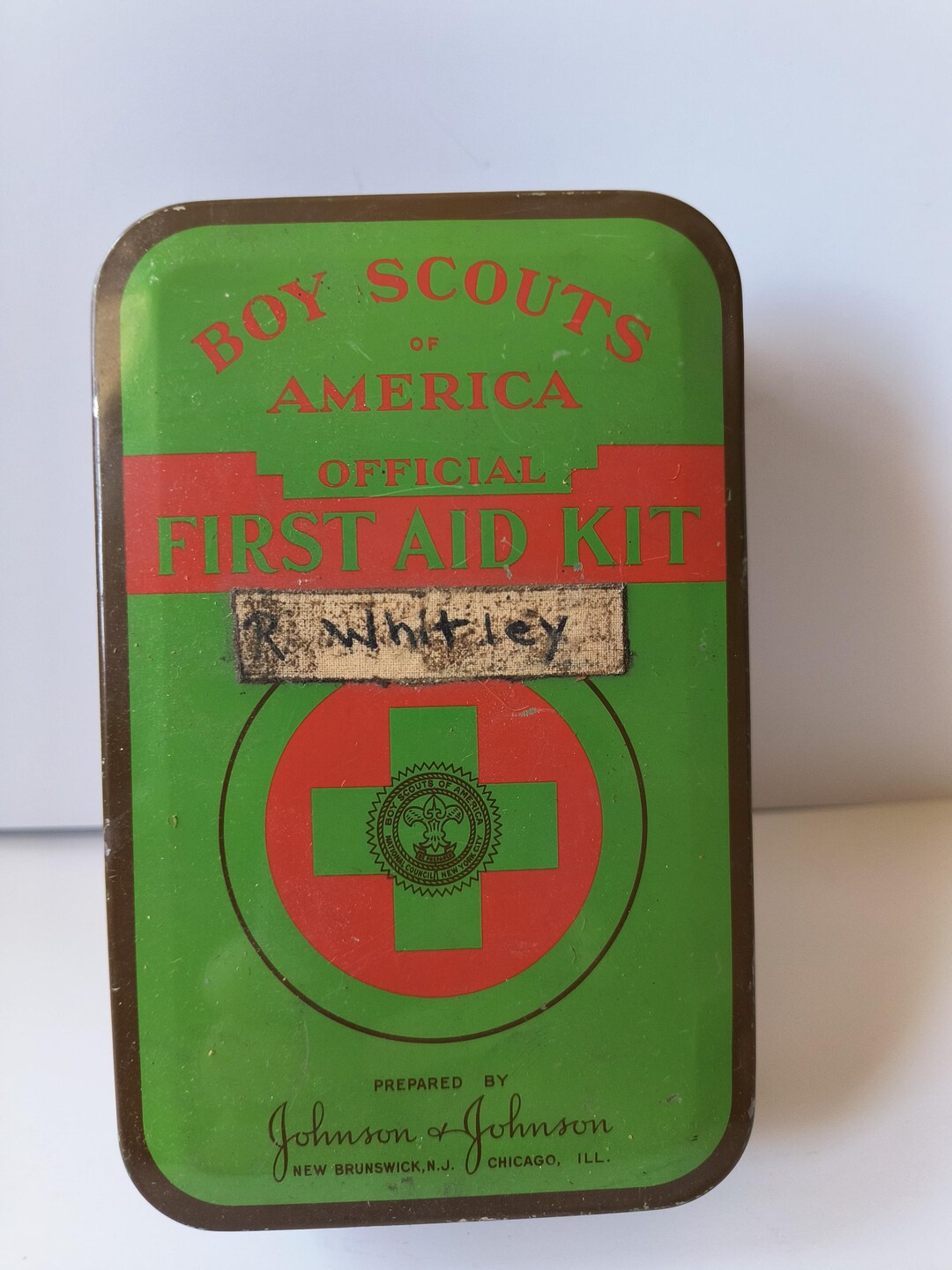 Vintage Boy Scouts of America Official First Aid Kit Green Metal Tin ...