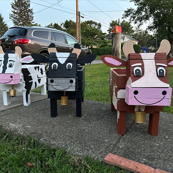 Wooden Cow Planter - Etsy