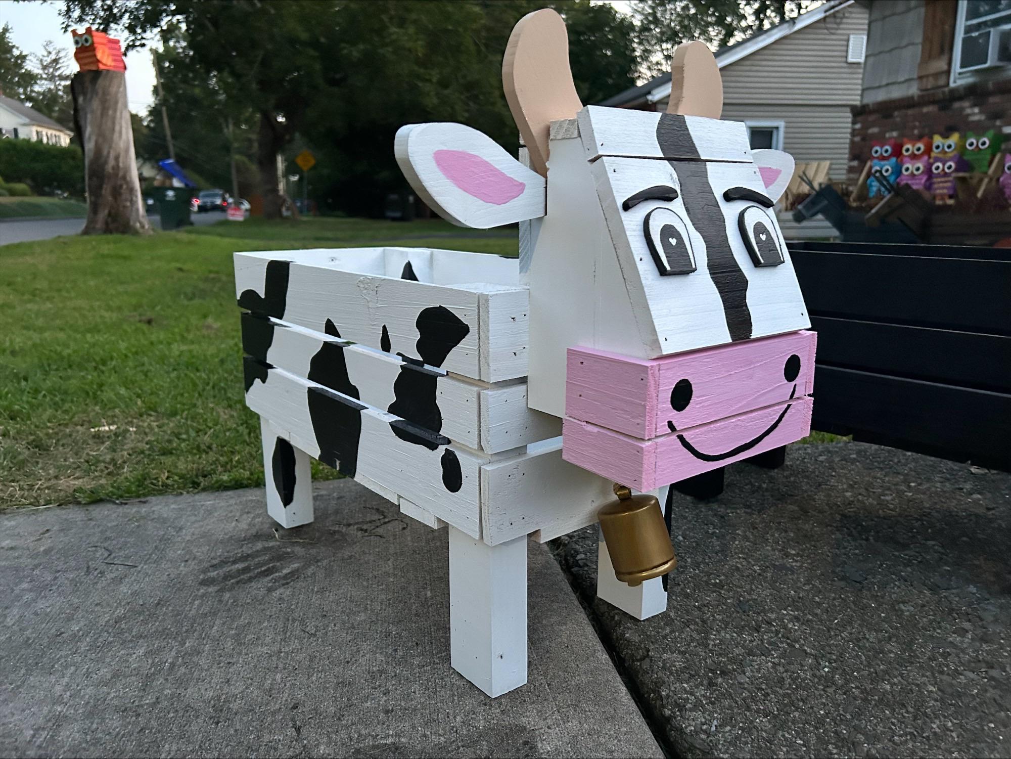 Rustic Cedar Cow Planter: Handcrafted Nursery or Wedding Decor - Etsy