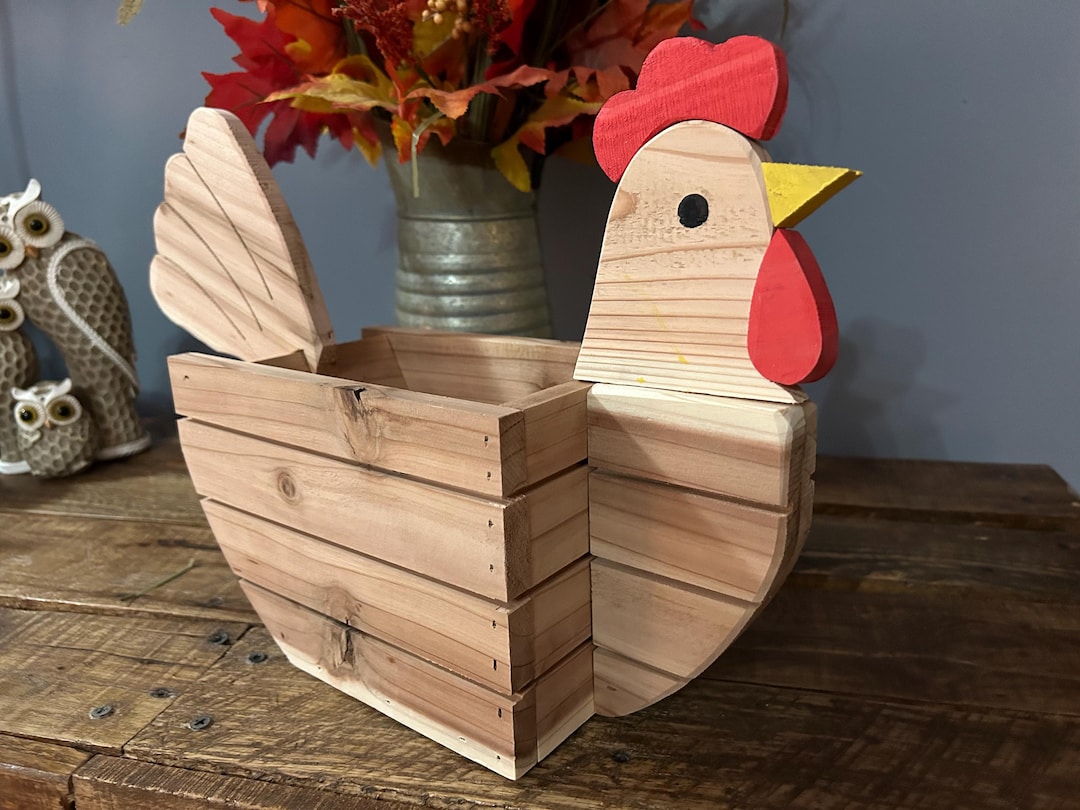 Handcrafted Cedar Chicken Planter – Rustic Farmhouse Garden Decor ...