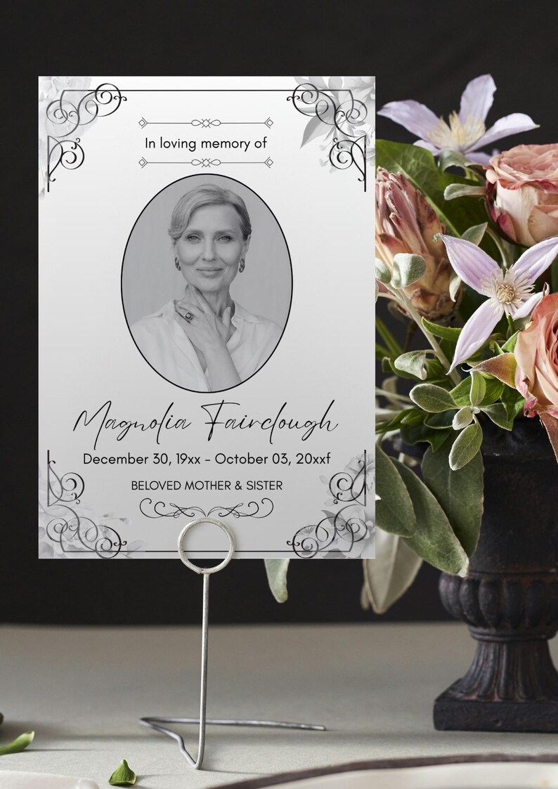 Black and White Editable Funeral Template, Celebration of Life Memorial ...
