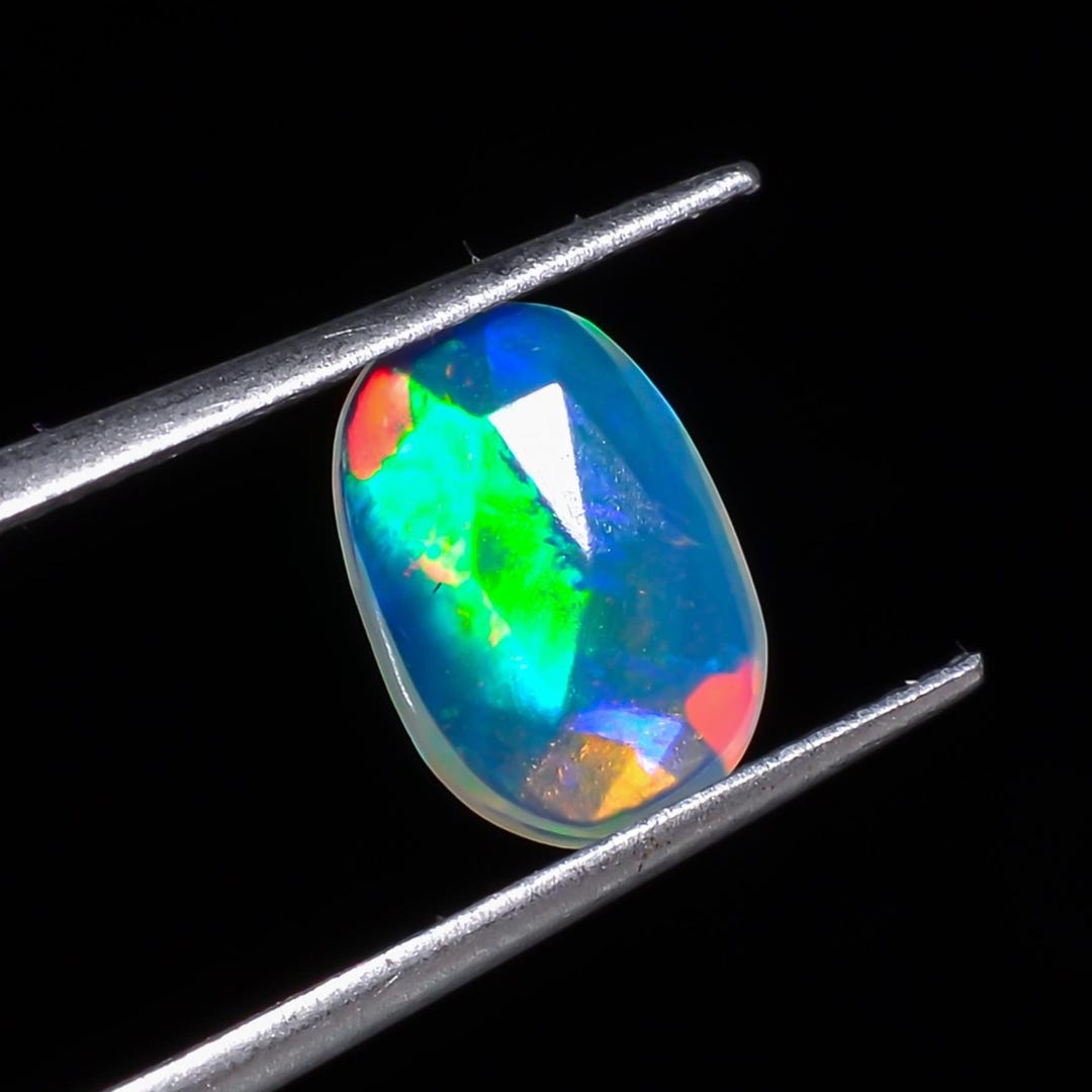 Ethiopian Opal Gemstone: Green Fire Rose Cut, Natural Jewelry Stone, 0. ...