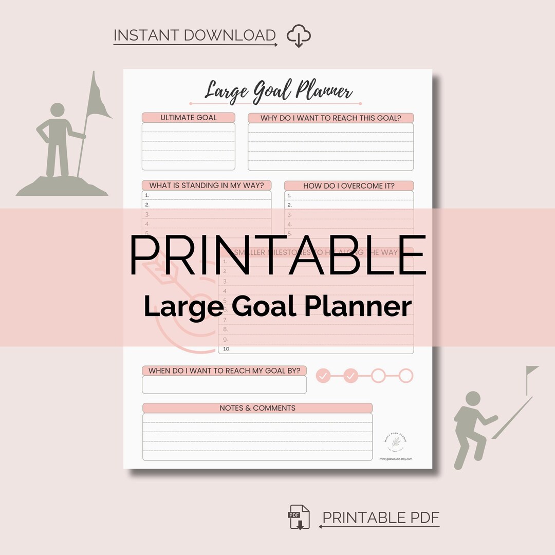 Printable Goal Planner | Large Goal Milestones PDF | Digital Goal ...