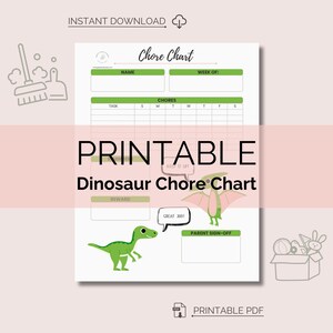 Printable Dinosaur Chore Chart | Kids Chore Chart PDF | Child Chore ...