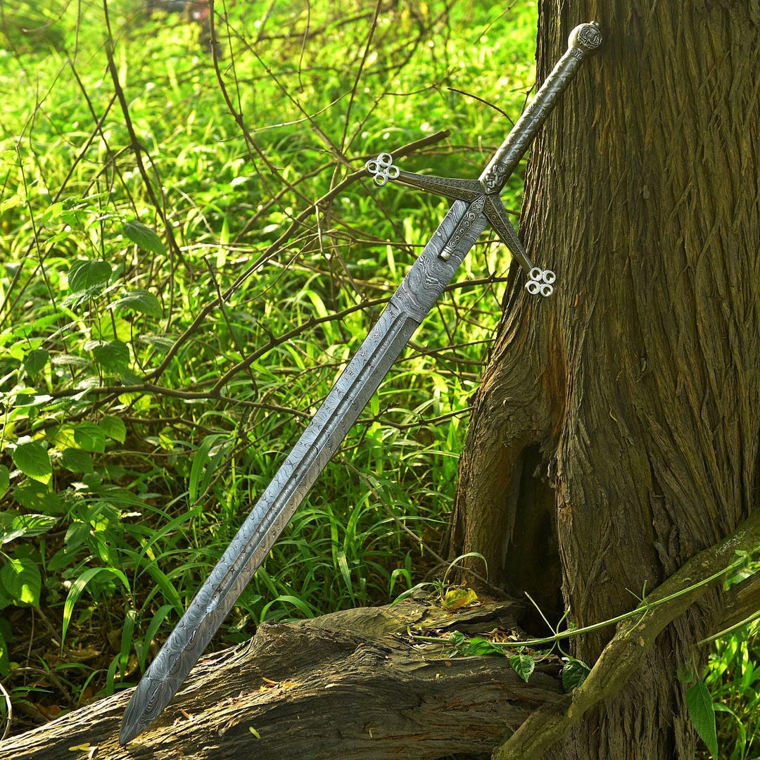 Handmade Damascus Steel Scottish Claymore Sword: Sharp Cosplay Replica ...