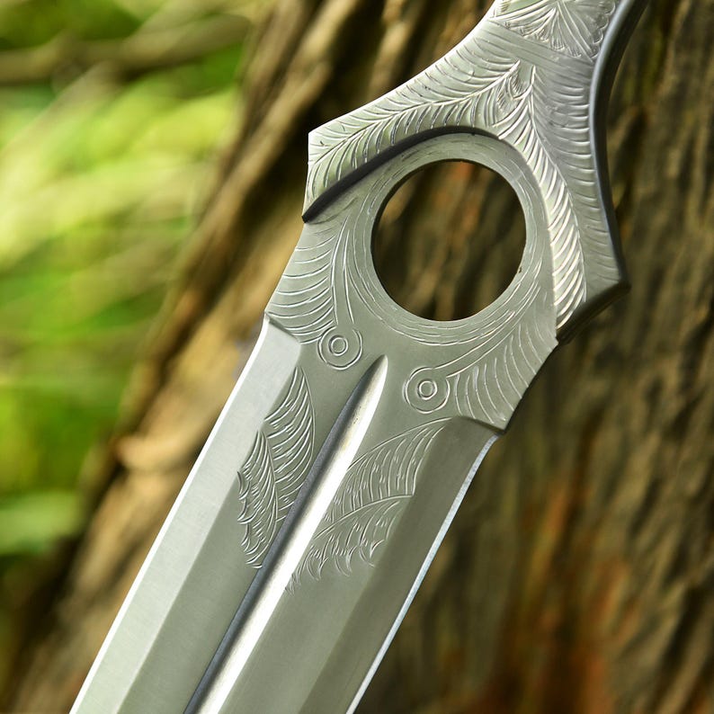 Handmade D-2 Steel Viking Sword: Engraved Handle With Leather Cover - Etsy