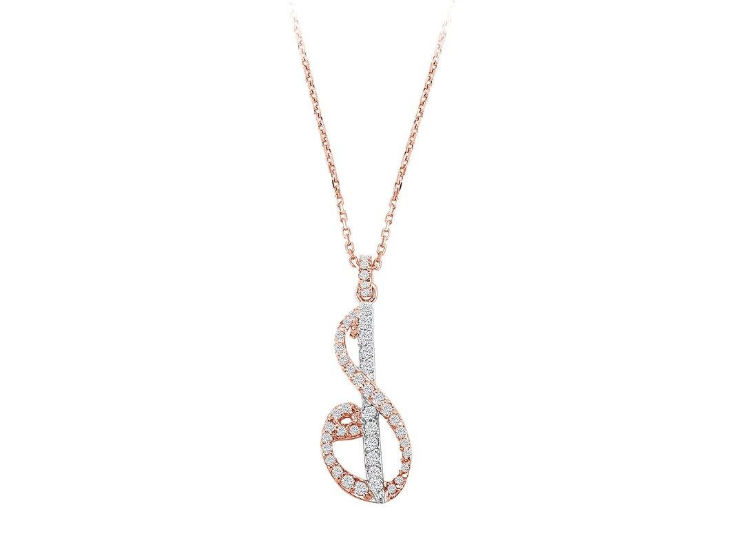 Rose Gold Music Note Pendant – 45 Lab-grown Diamonds, 0.19 Ct, 8K - Etsy