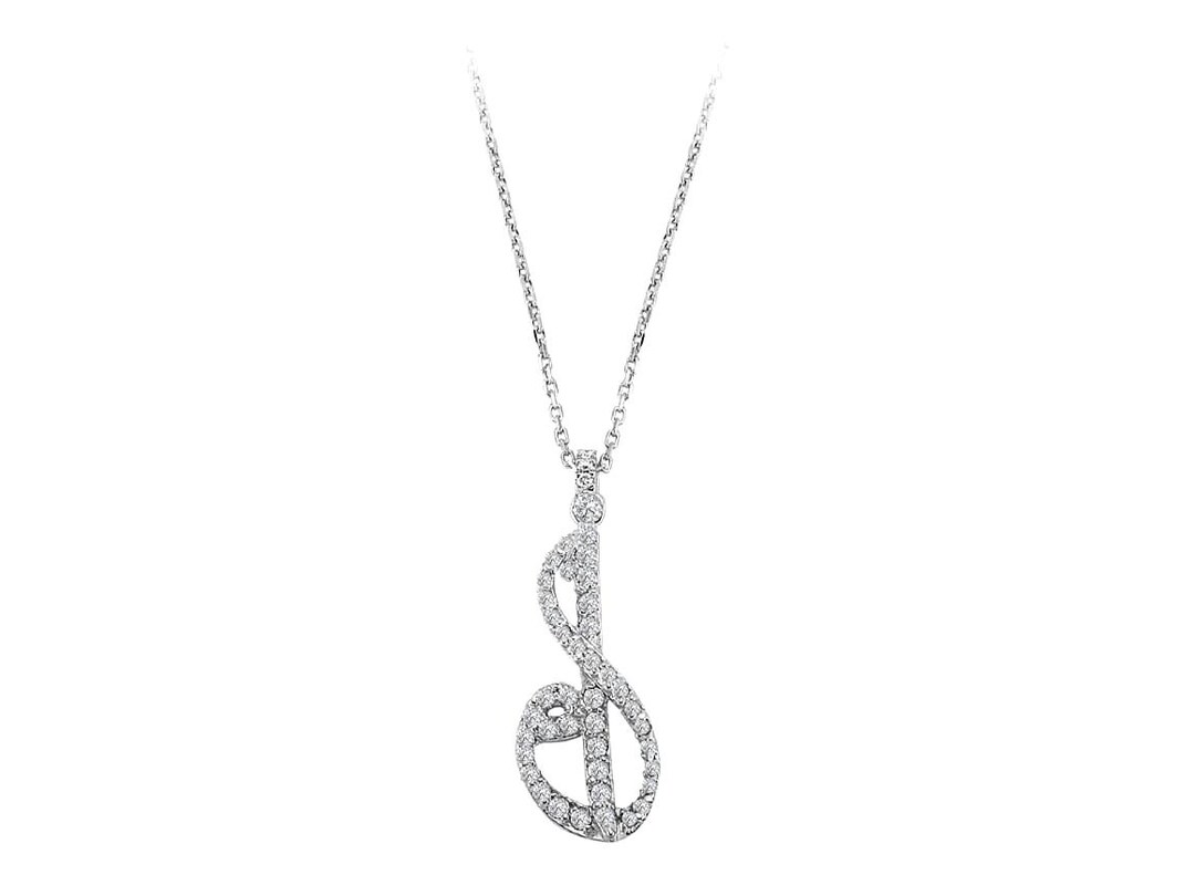 Lab-grown Diamond Treble Clef Pendant Necklace in 14K White Gold – 45 ...