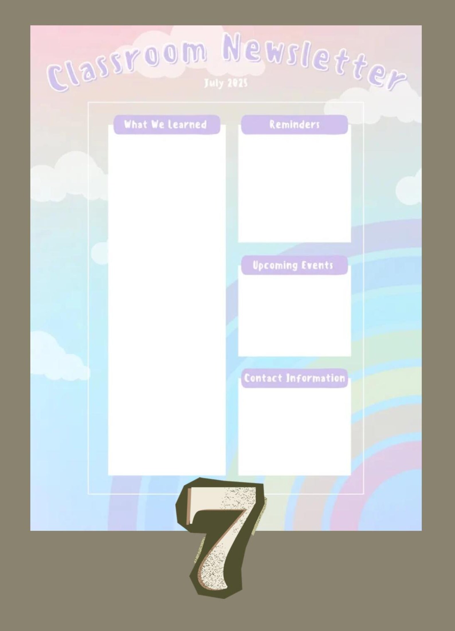 Classroom Newsletter- Seasonal/monthly Organizational Tool (june ...