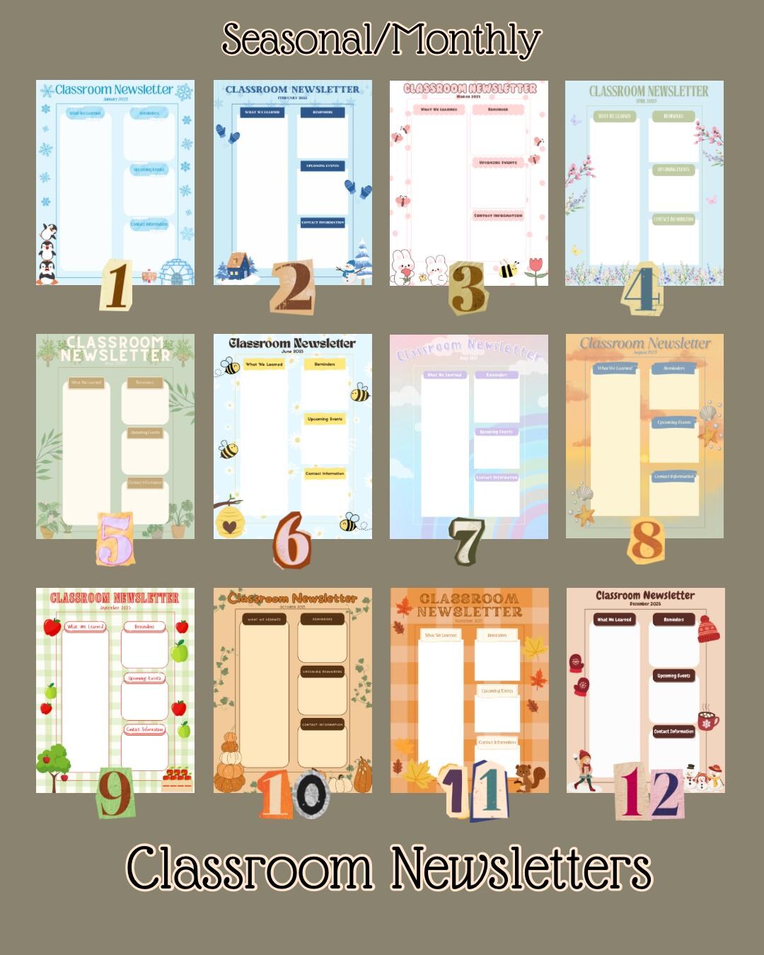 Classroom Newsletter- Seasonal/monthly Organizational Tool (june ...