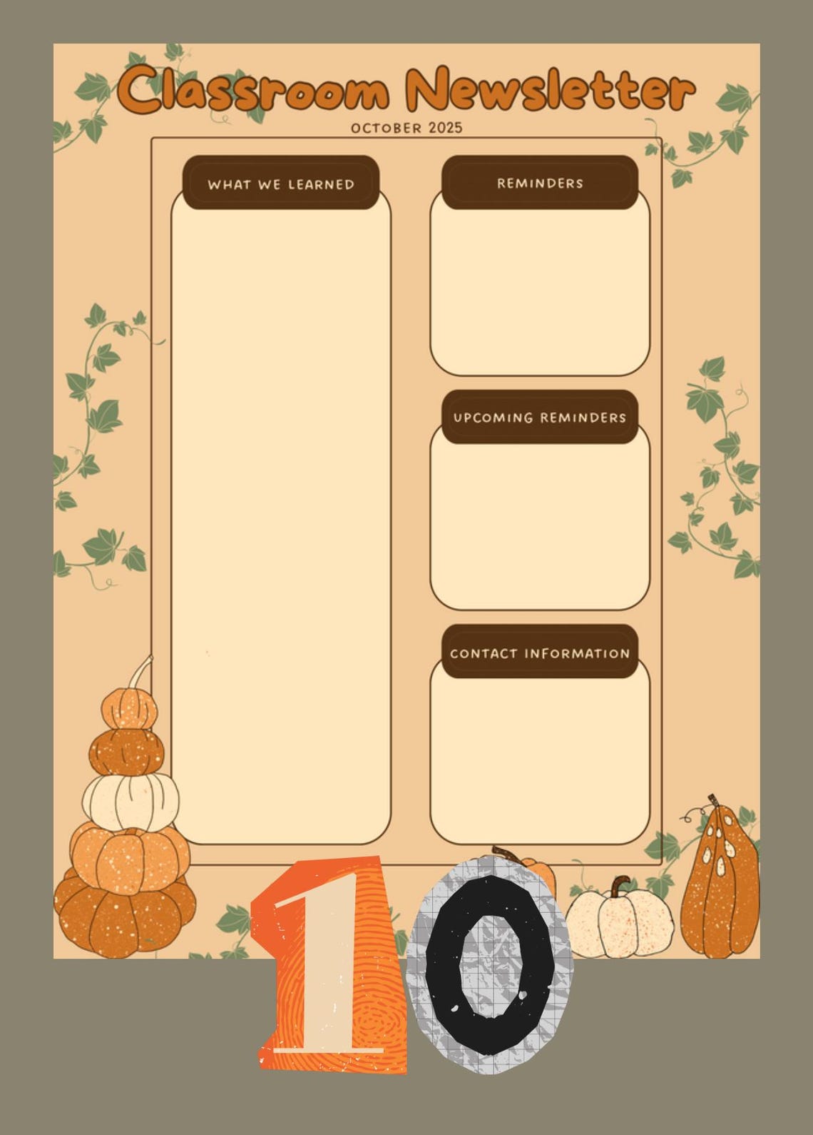 Classroom Newsletter- Seasonal/monthly Organizational Tool (june ...