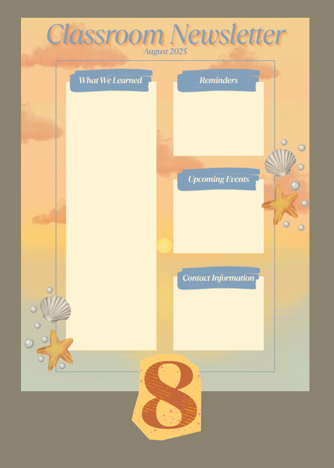 Classroom Newsletter- Seasonal/monthly Organizational Tool (june ...