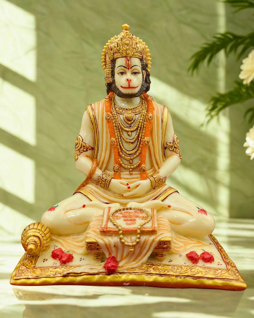 Meditative Hanuman Idol | Marble Finish Hindu God Murti - Etsy