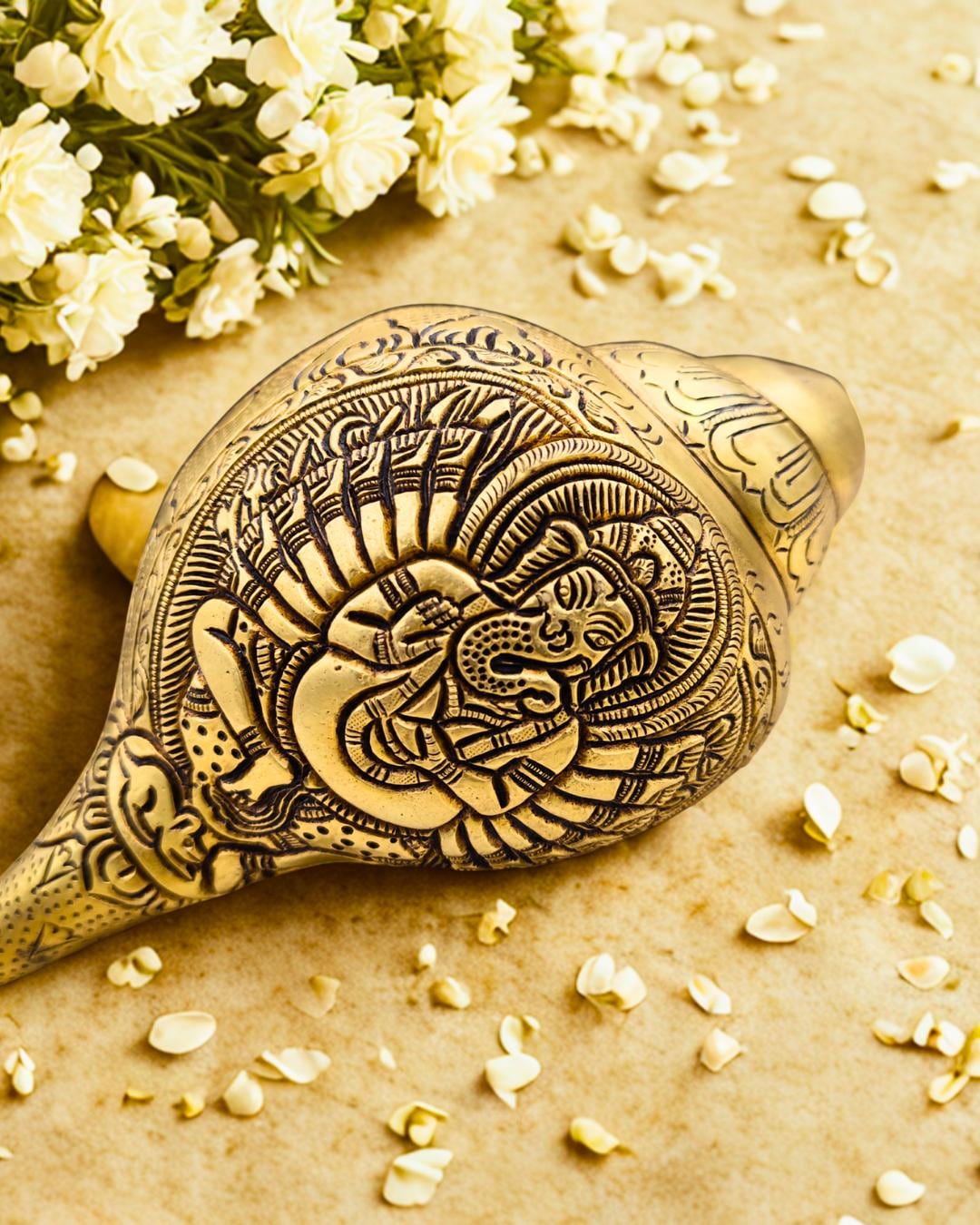 Brass Hanuman Shankh | Hand-carved Hindu Conch Shell | Vastu Shankh for ...