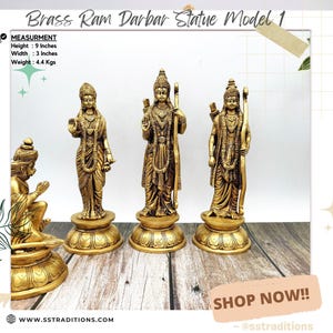 Brass Ram Darbar Idol Set, Hindu Deity Statues - Etsy