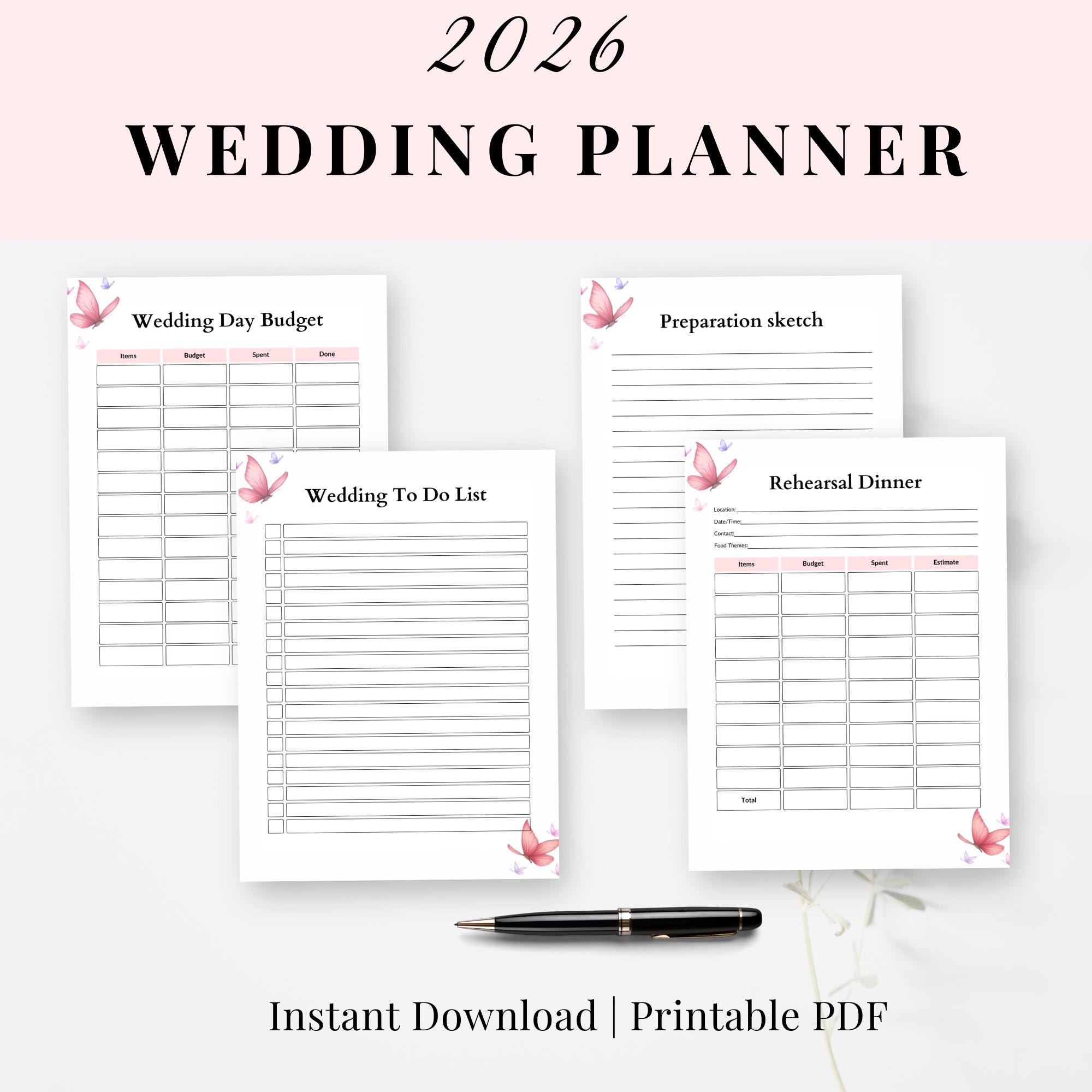 2026 Wedding Planner Printable | Bride Wedding Organizer Checklist ...
