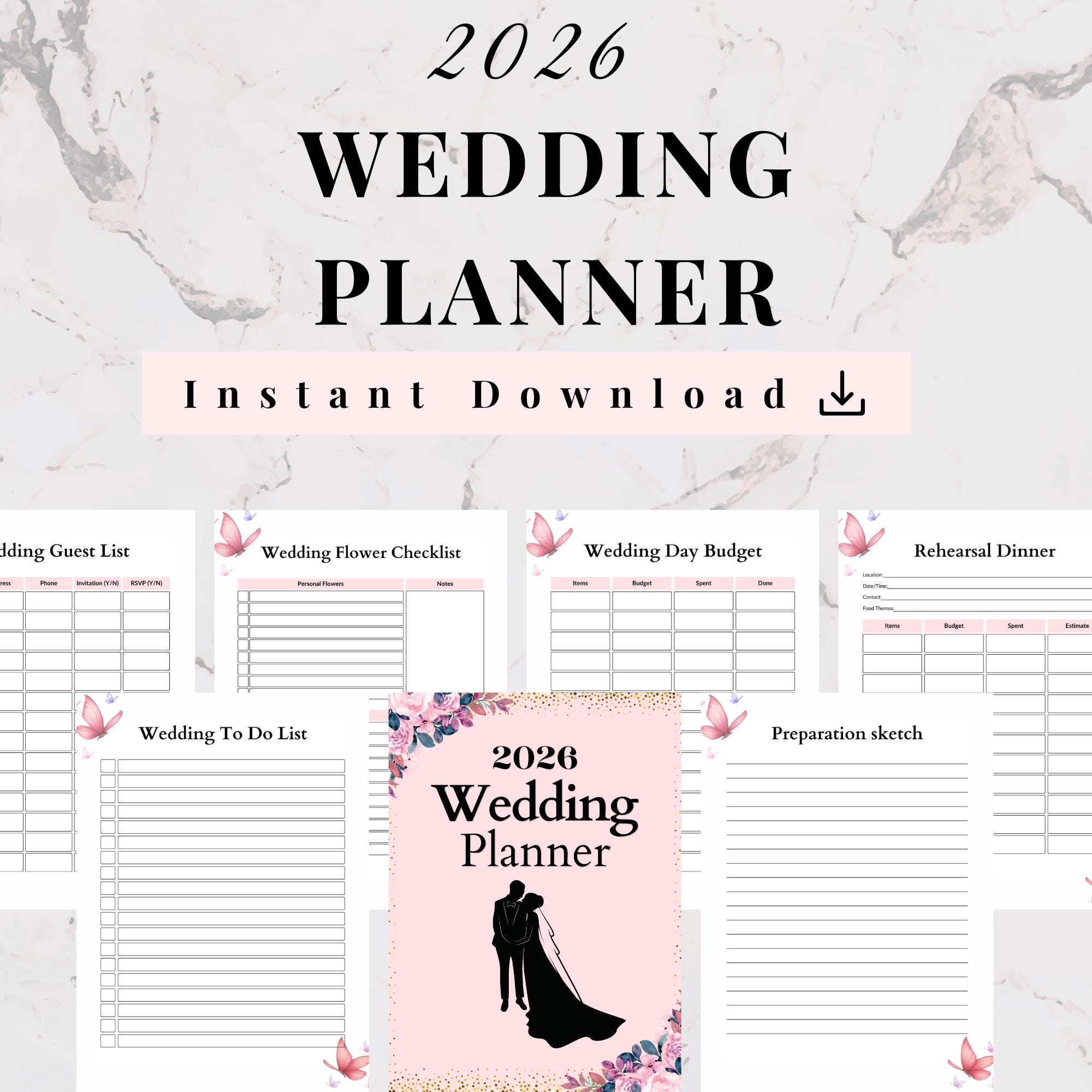 2026 Wedding Planner Printable | Bride Wedding Organizer Checklist ...
