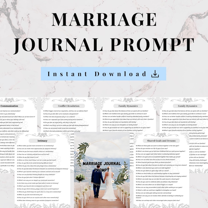 300 Marriage Journal Prompts for Couples | Printable Relationship ...
