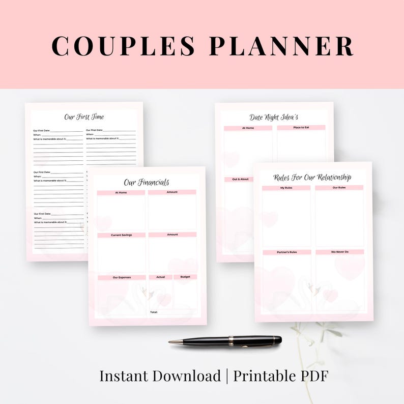 Printable Couple Planner and 50 Question Relationship Journal ...