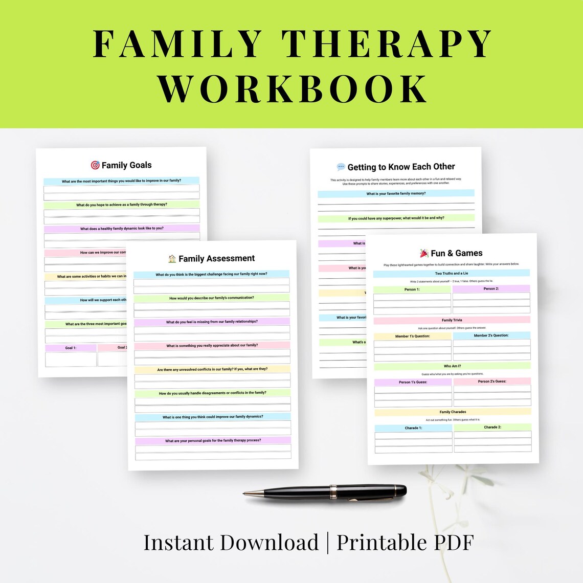 Family Therapy Workbook Printable | Family Counseling Journal PDF ...