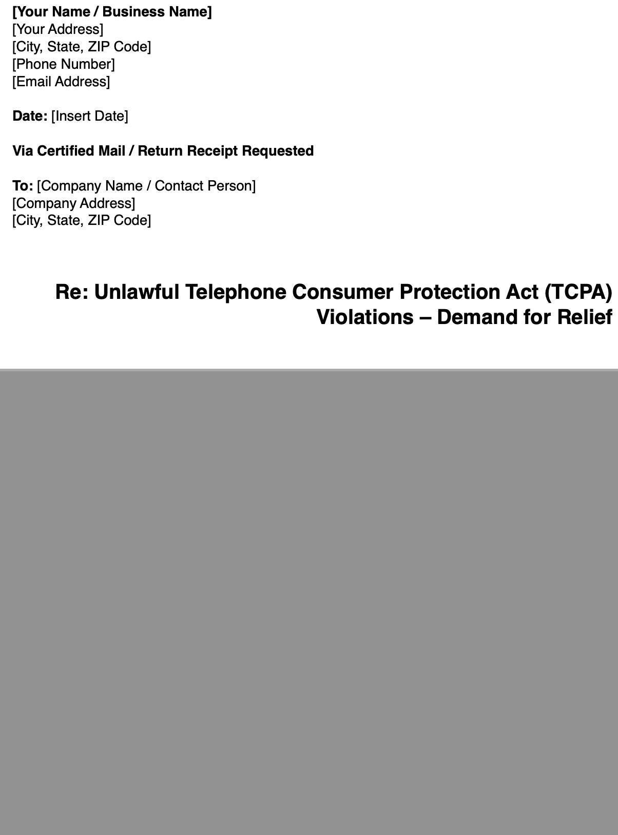 TCPA Demand Letter & Call Log Kit | Stop Robocalls and Text Harassment ...