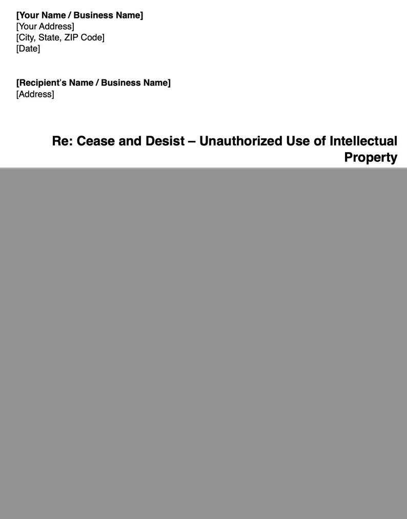 Cease and Desist Letter Template Pack | Harassment, Debt Collection ...