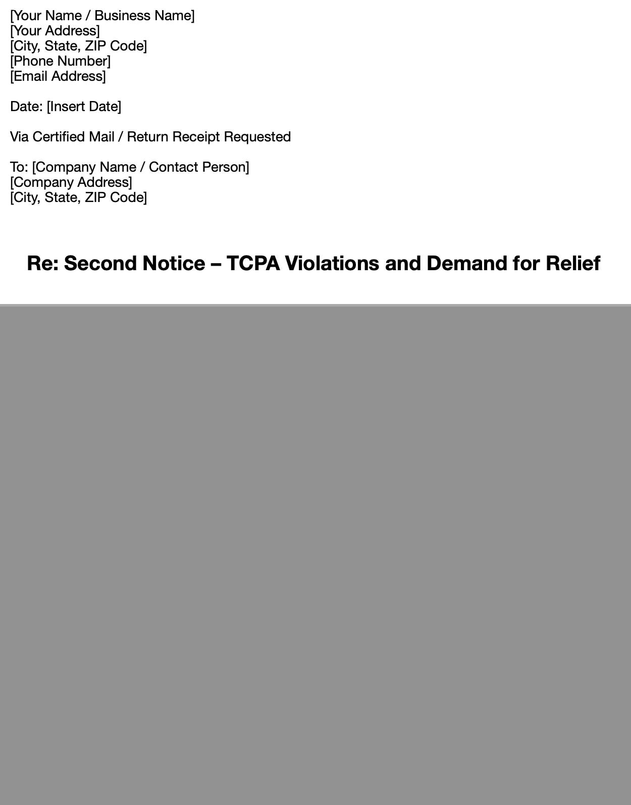 TCPA Demand Letter & Call Log Kit | Stop Robocalls and Text Harassment ...